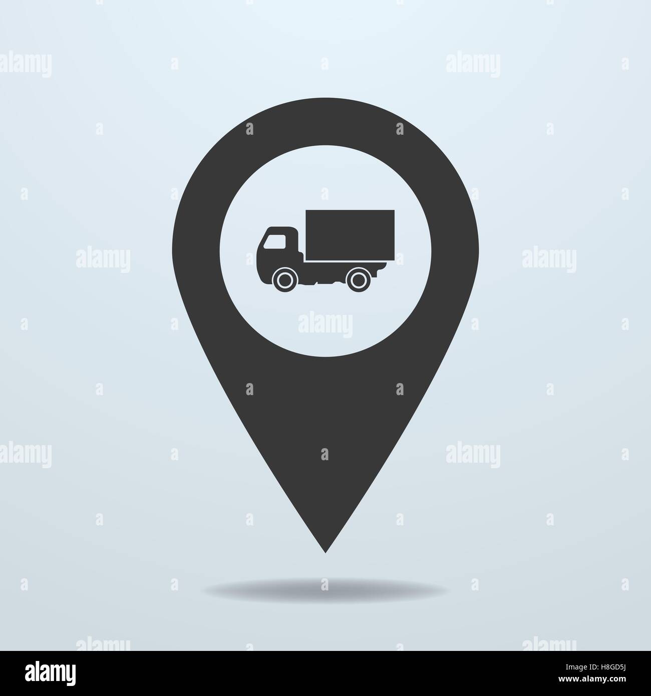 Map pointer with a truck symbol Stock Vector Image & Art - Alamy