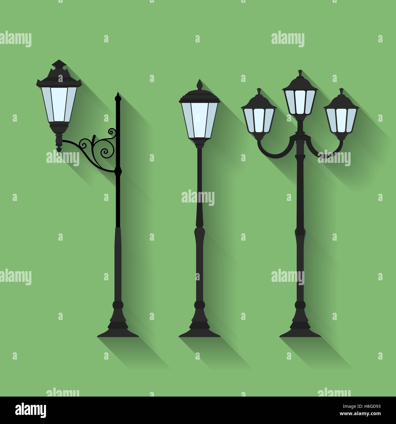 Decorative streetlights Stock Vector Images - Alamy