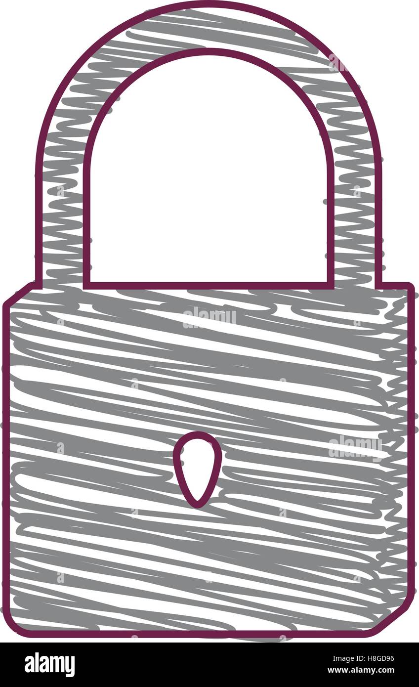 security padlock icon over white background. draw and sketch design ...