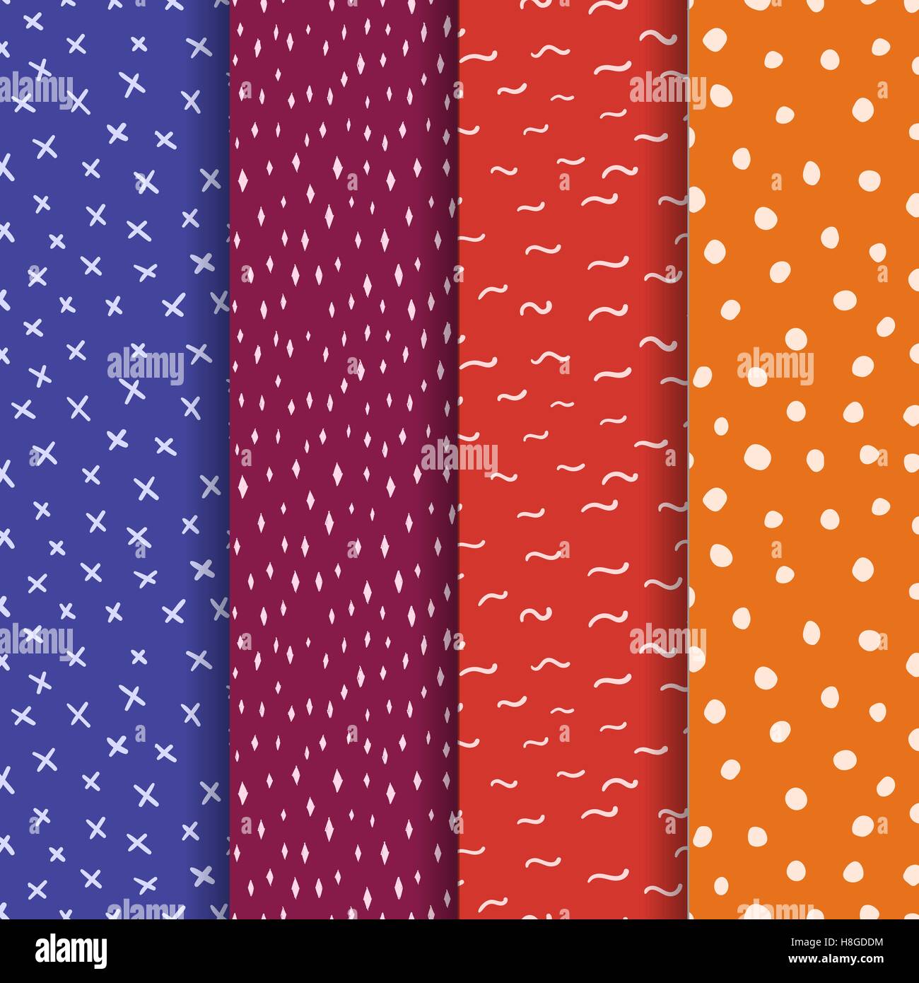 Set of Repeating doodle background. Vector hand drawn seamless patterns ...