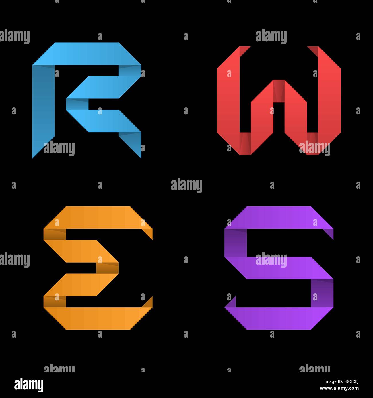 Letter w vector origami logo hi-res stock photography and images - Alamy