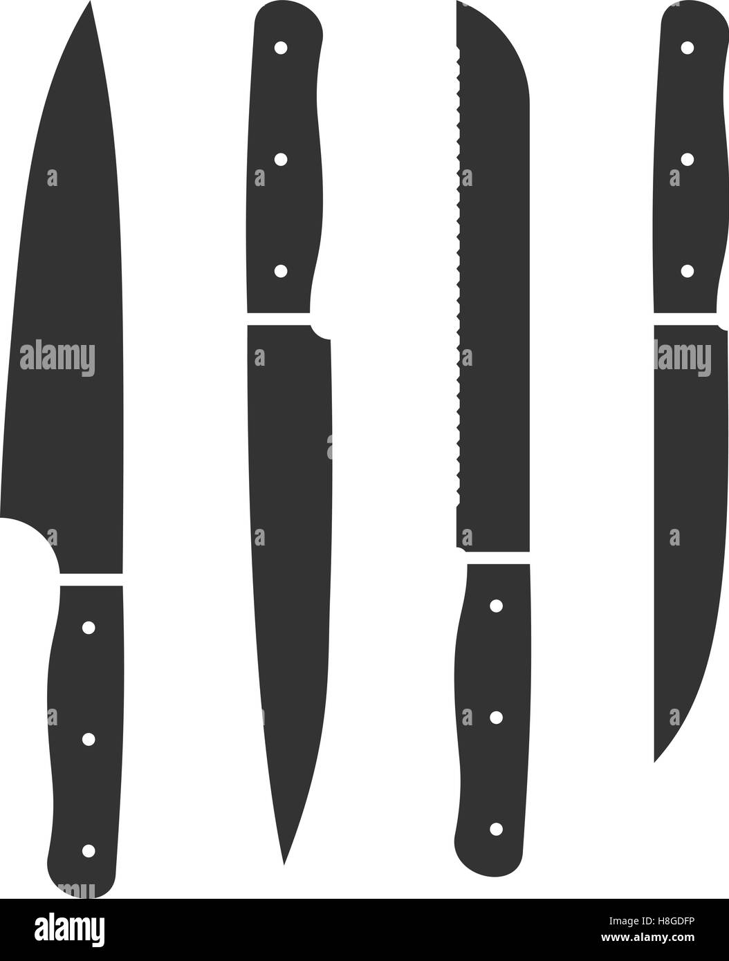 Kitchen knives. Vector collection of cooking knives Stock Vector Image ...