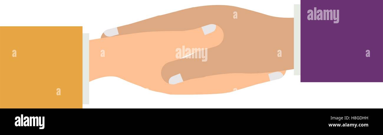 human hands with deal handshake over white background. vector ...