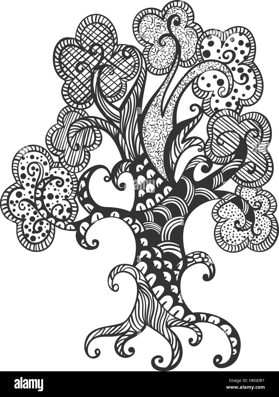 Hand drawn tree illustration. Doodle style Stock Vector Image & Art - Alamy