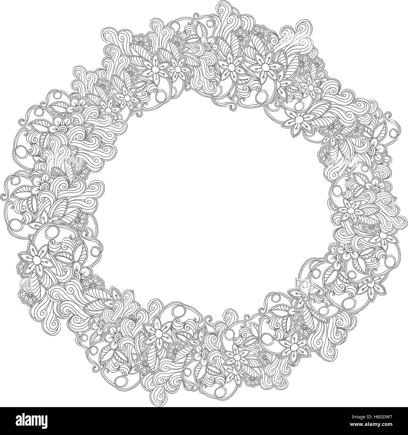 Hand drawn Flower frame or border. Doodle style Stock Vector Image ...