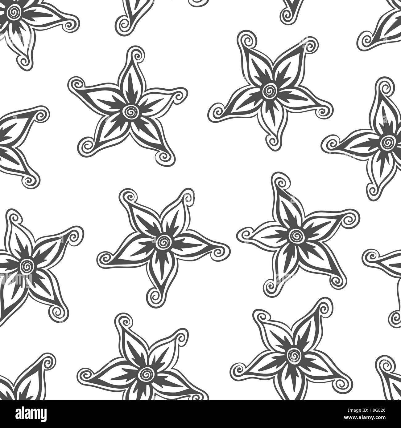 Doodled seamless vector pattern from flowers. Endless vector background ...