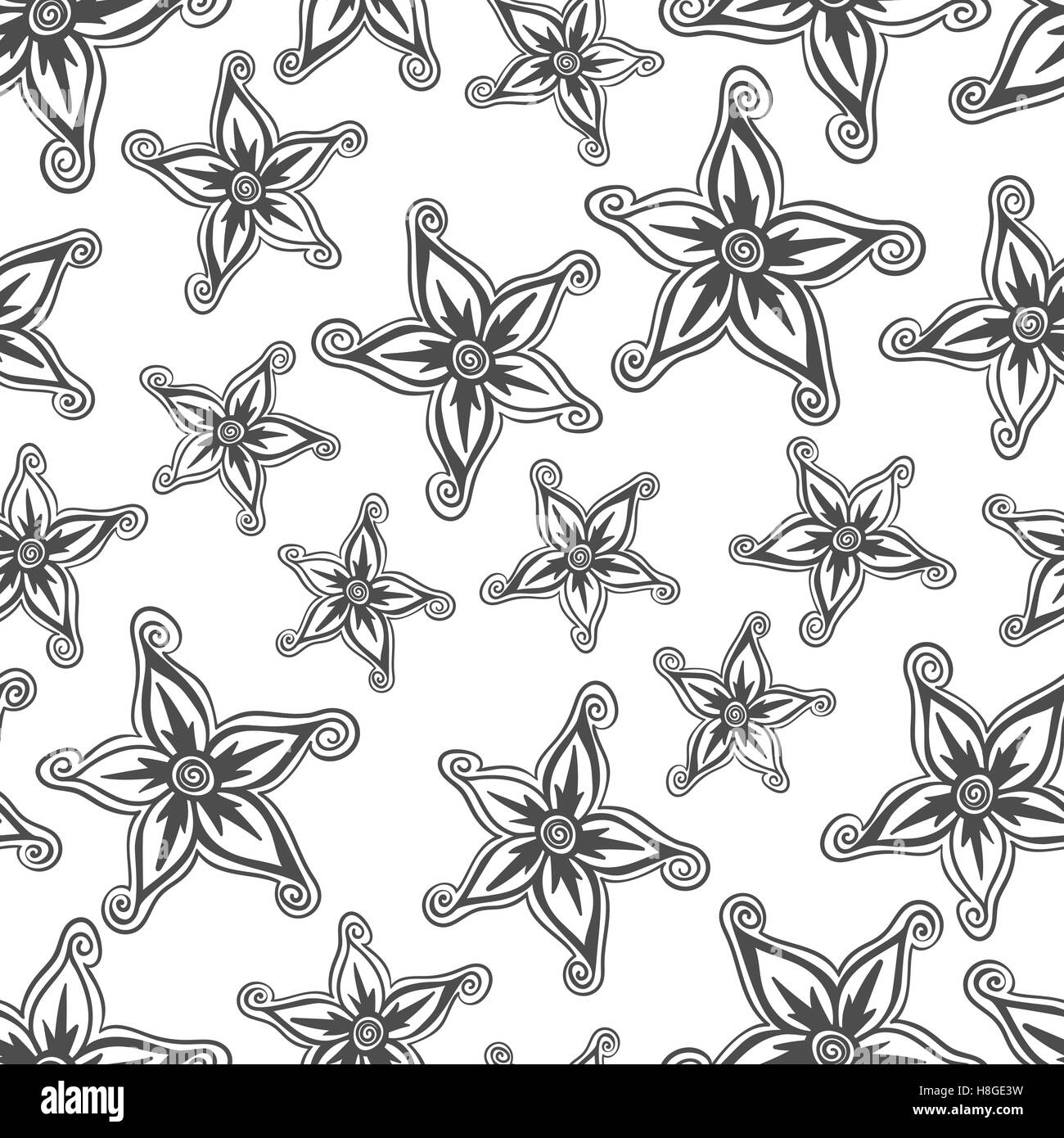 Doodled seamless vector pattern from flowers. Endless vector background ...