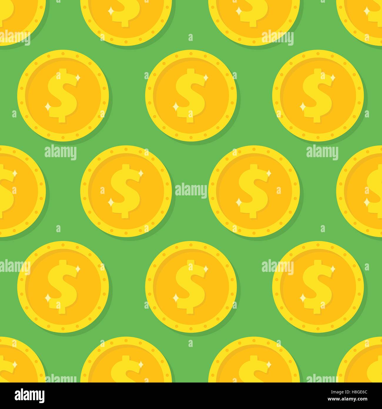 Seamless pattern from Gold dollar coin. Background from money symbol ...