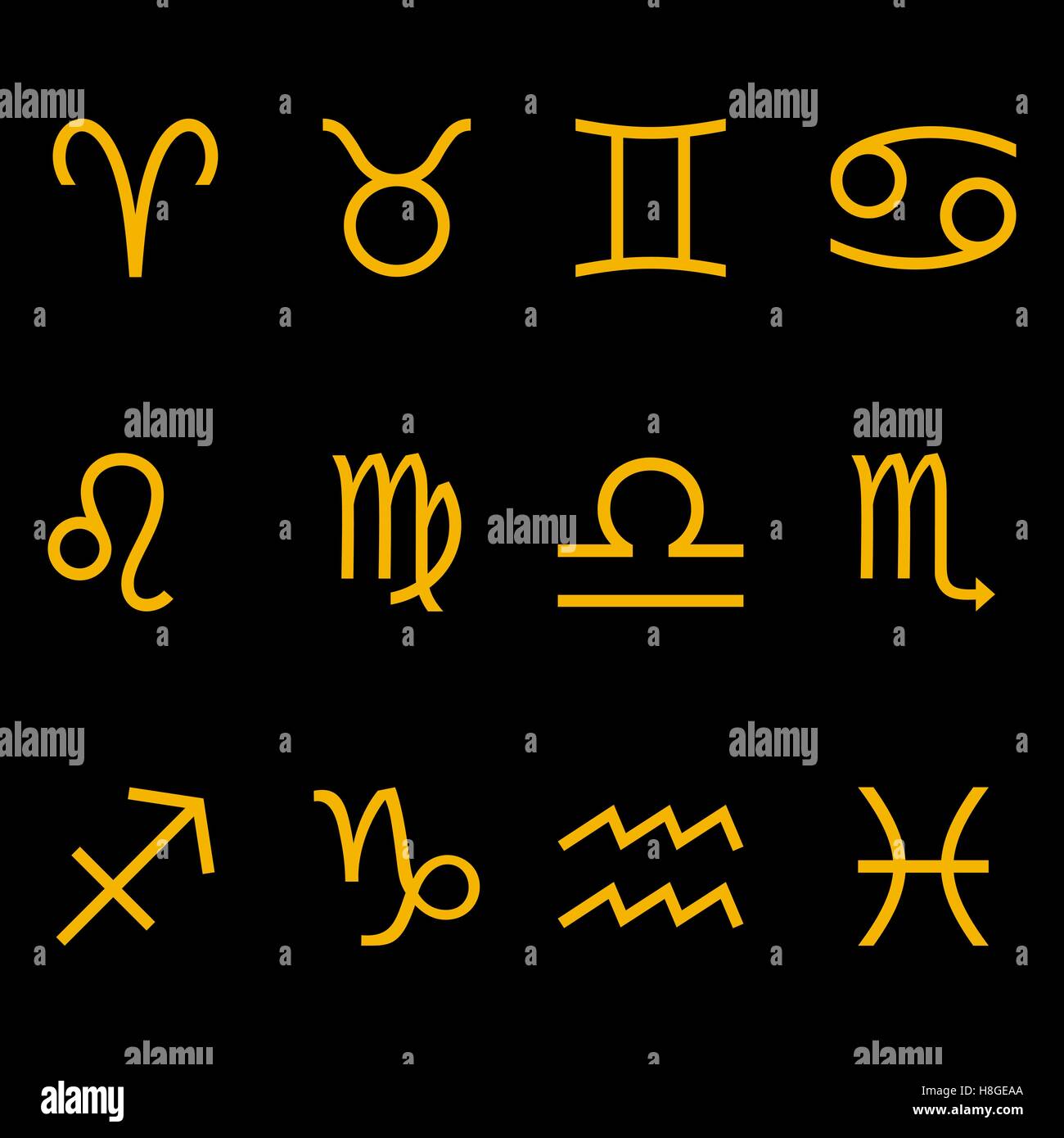 Signs Of The Zodiac - The twelve star signs.. Vector illustration Stock ...