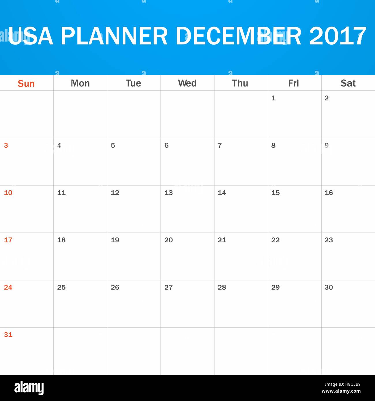 Printable Monthly Calendar December 2017