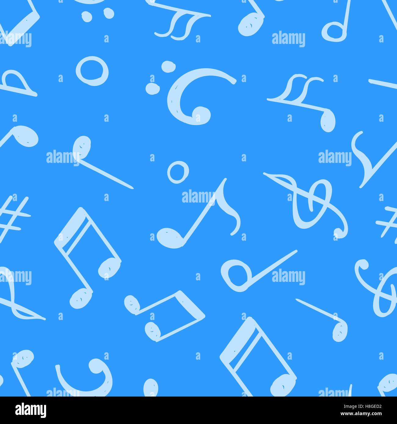 Seamless pattern from hand drawn music notes and symbols. Endless ...