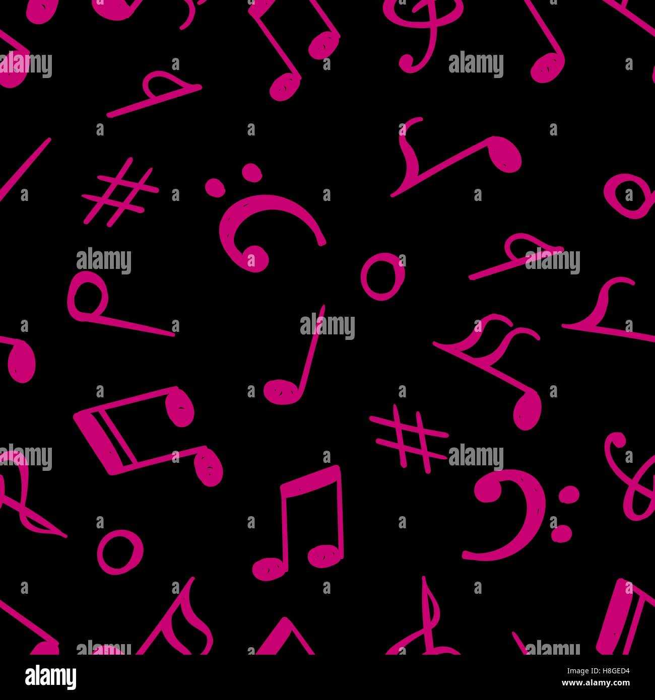 Seamless pattern from hand drawn music notes and symbols. Endless ...