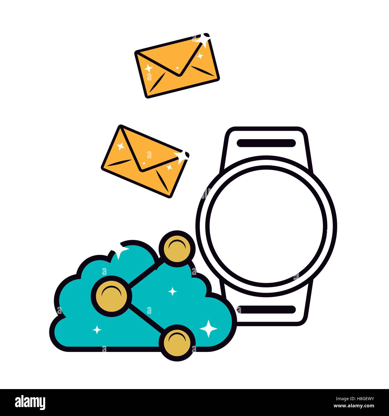 smartwatch and communication related icons image vector illustration ...