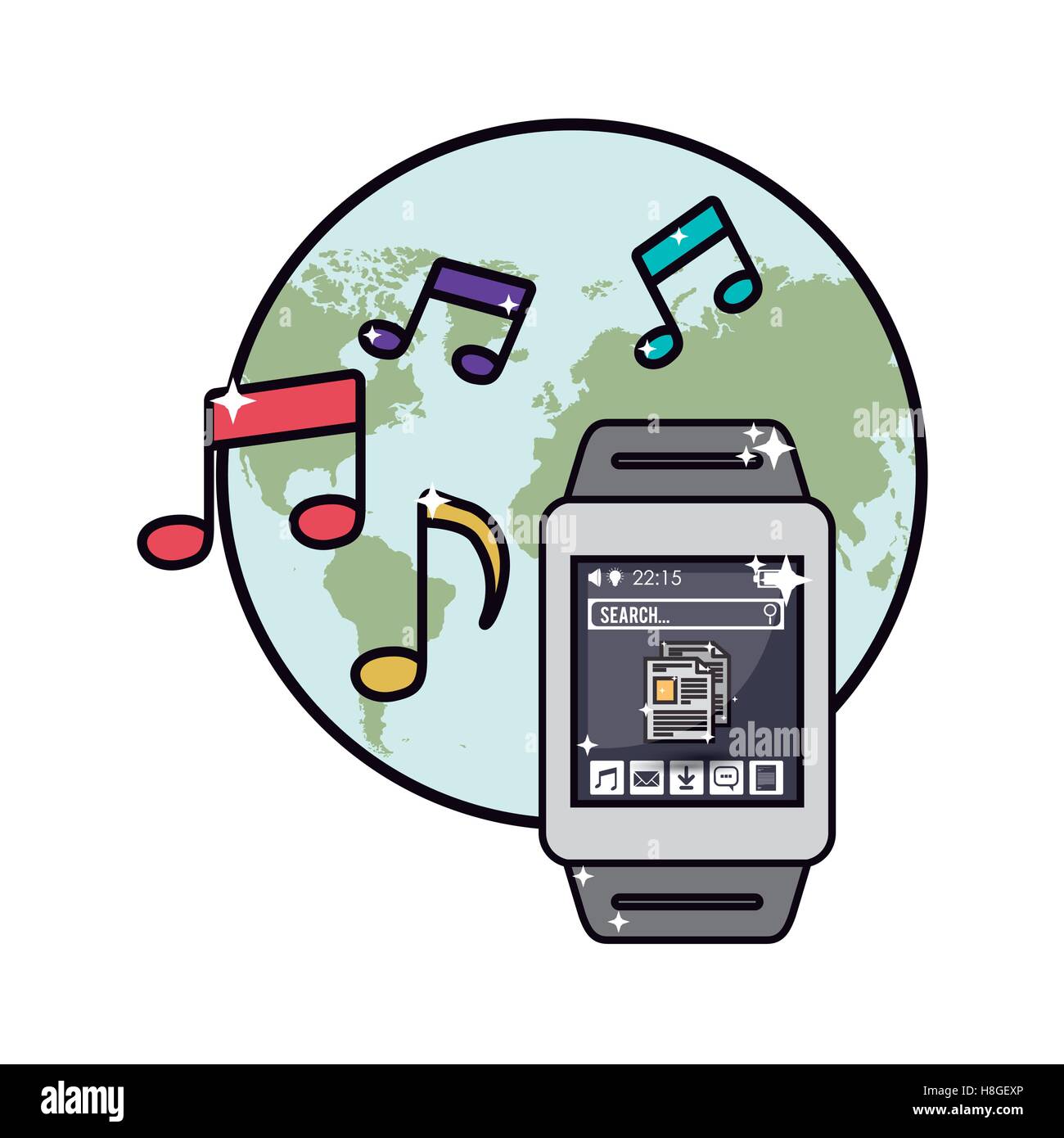 smartwatch and communication related icons image vector illustration ...