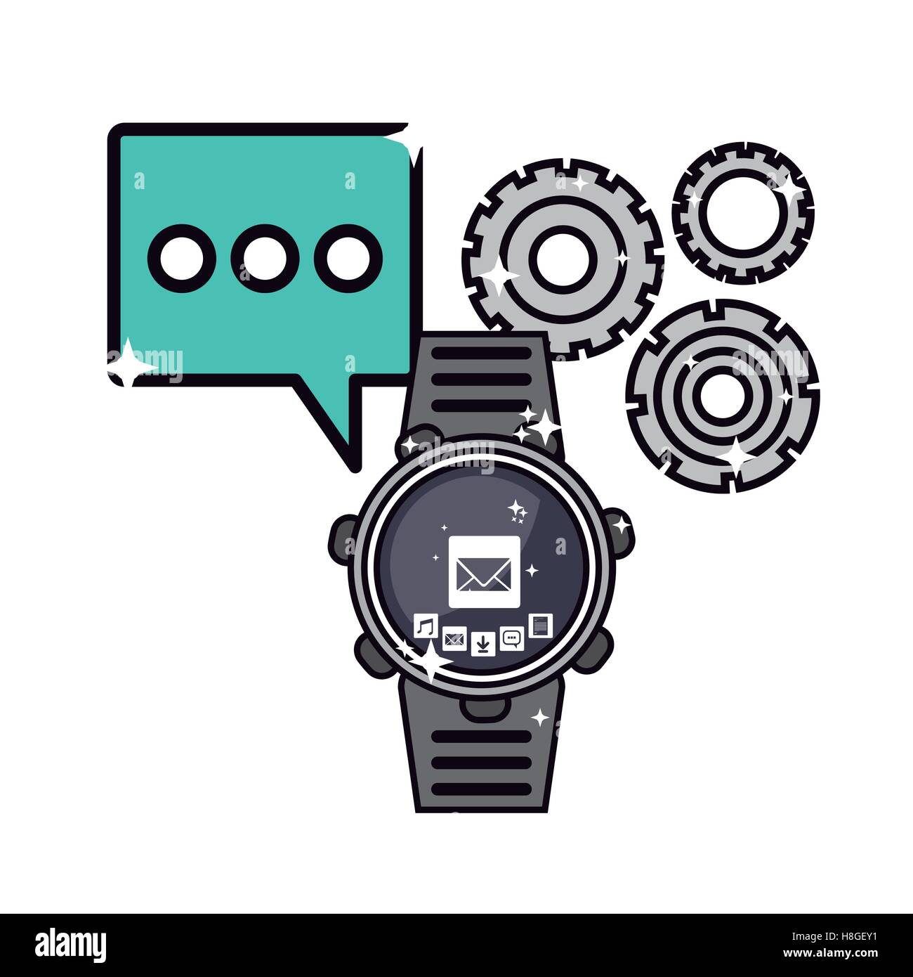 smartwatch and communication related icons image vector illustration ...