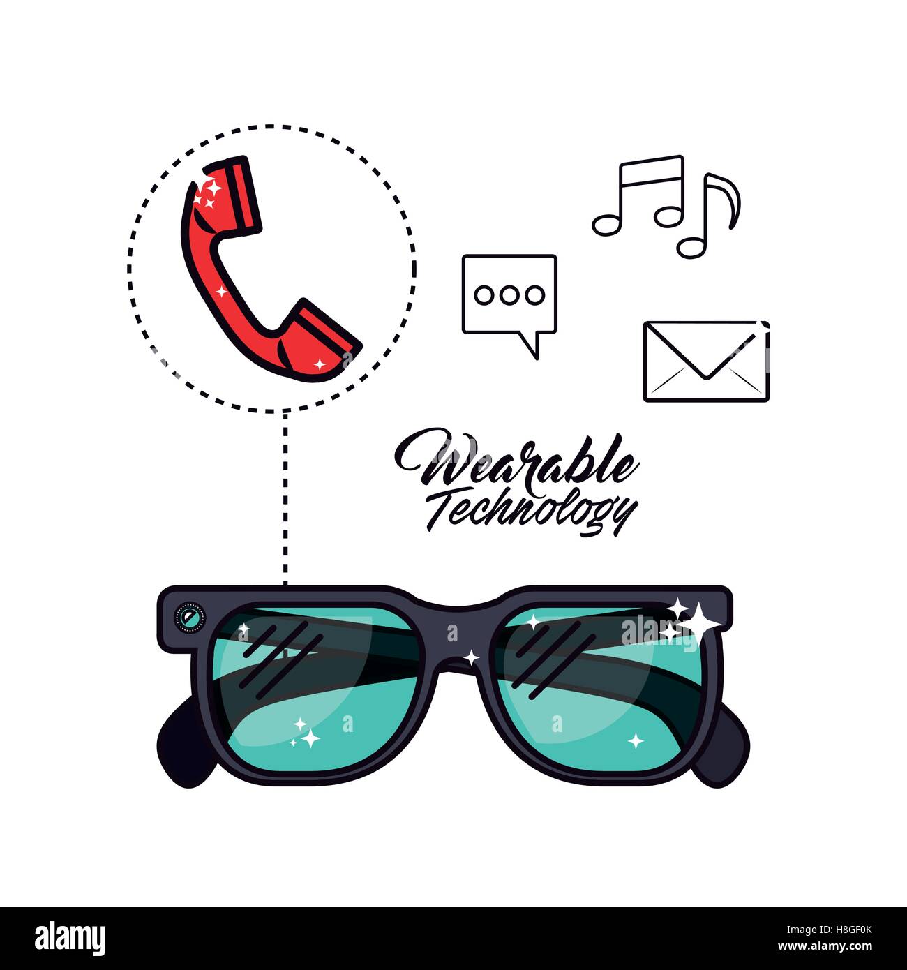 wearable technology smart glasses icon image vector illustration design ...