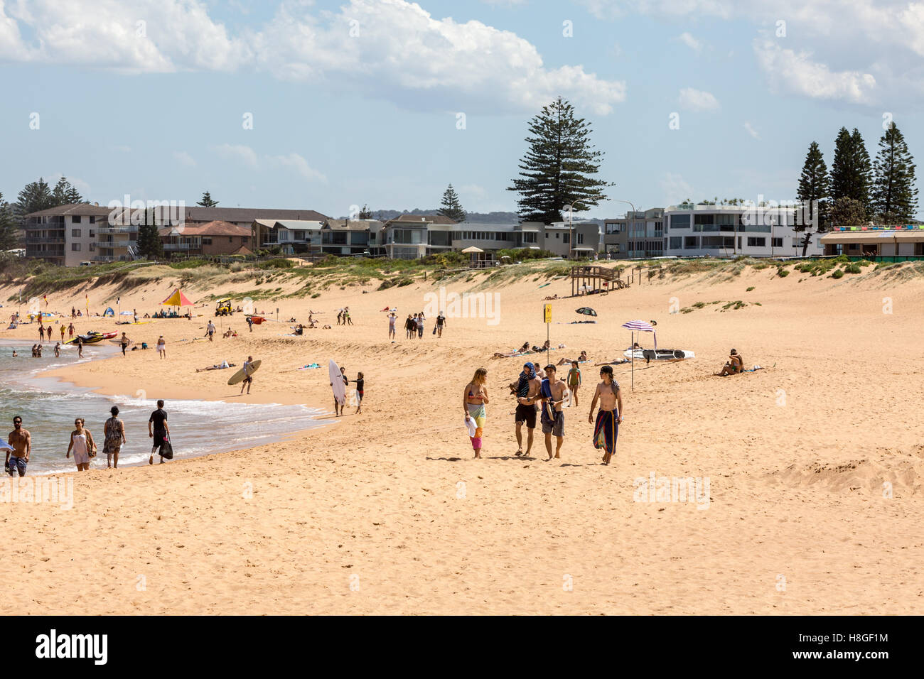 Narrabeen beach in Sydney, one of the northern beaches with lagoon and ...