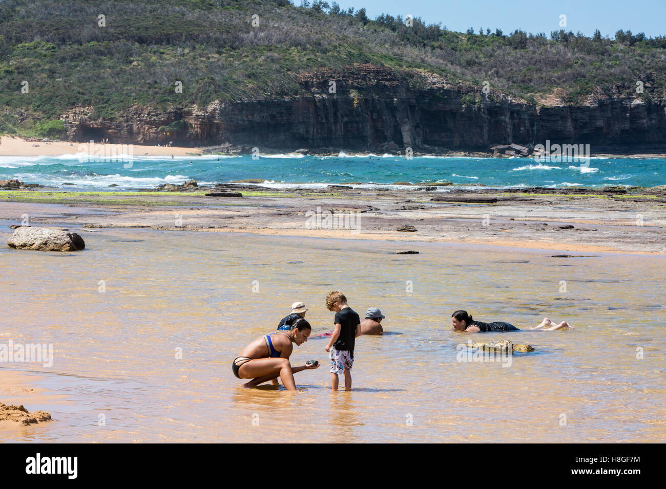 Narrabeen beach area in Sydney, one of the northern beaches with lagoon ...