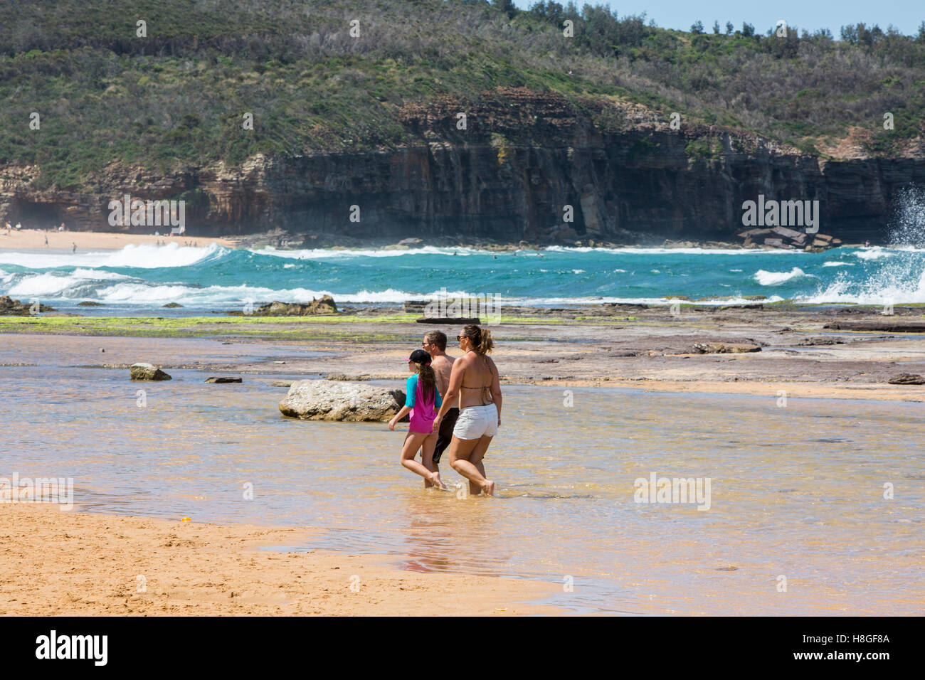 Narrabeen beach area in Sydney, one of the northern beaches with lagoon ...