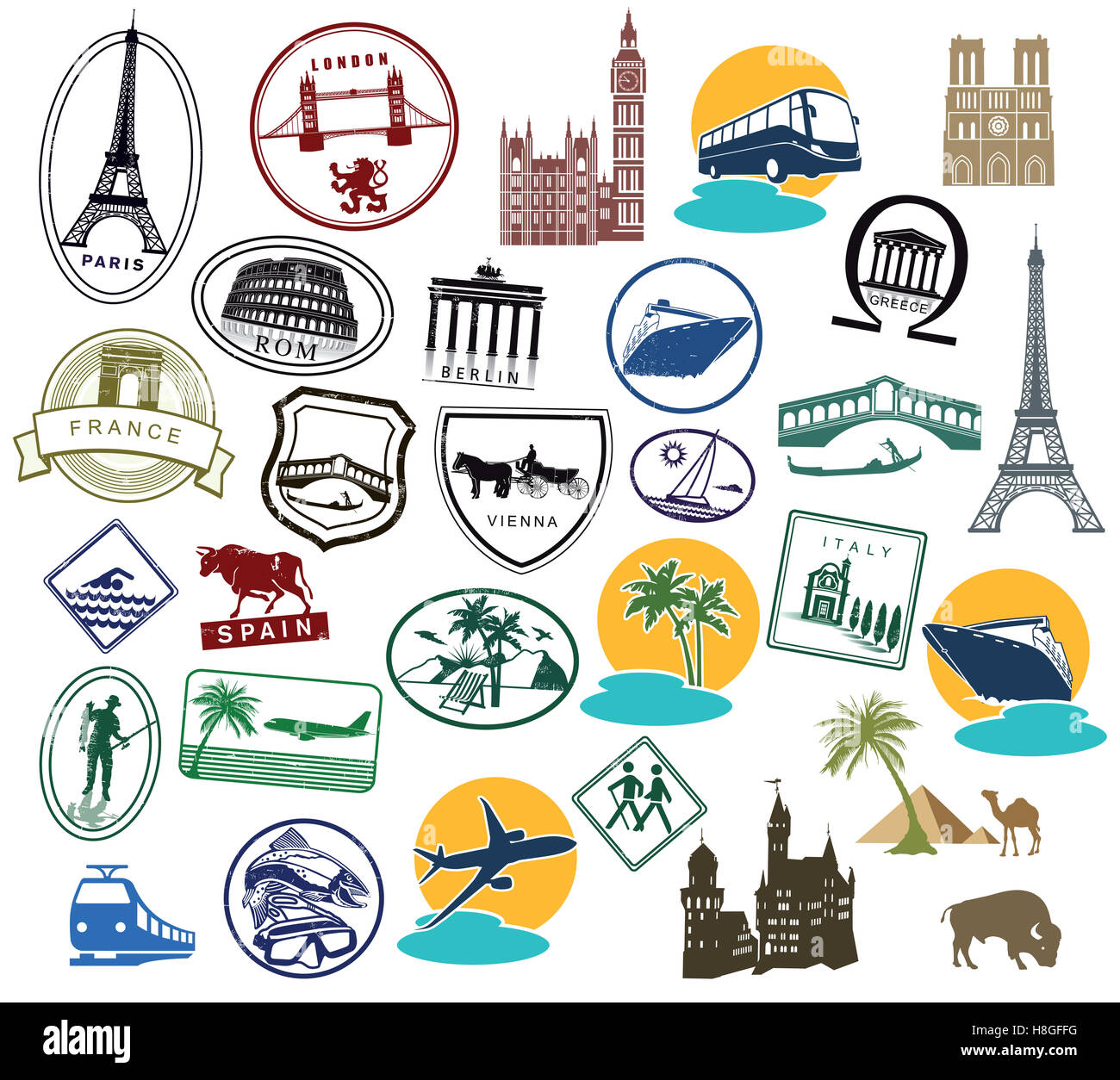 Europe Stickers and Stamps Stock Photo - Alamy