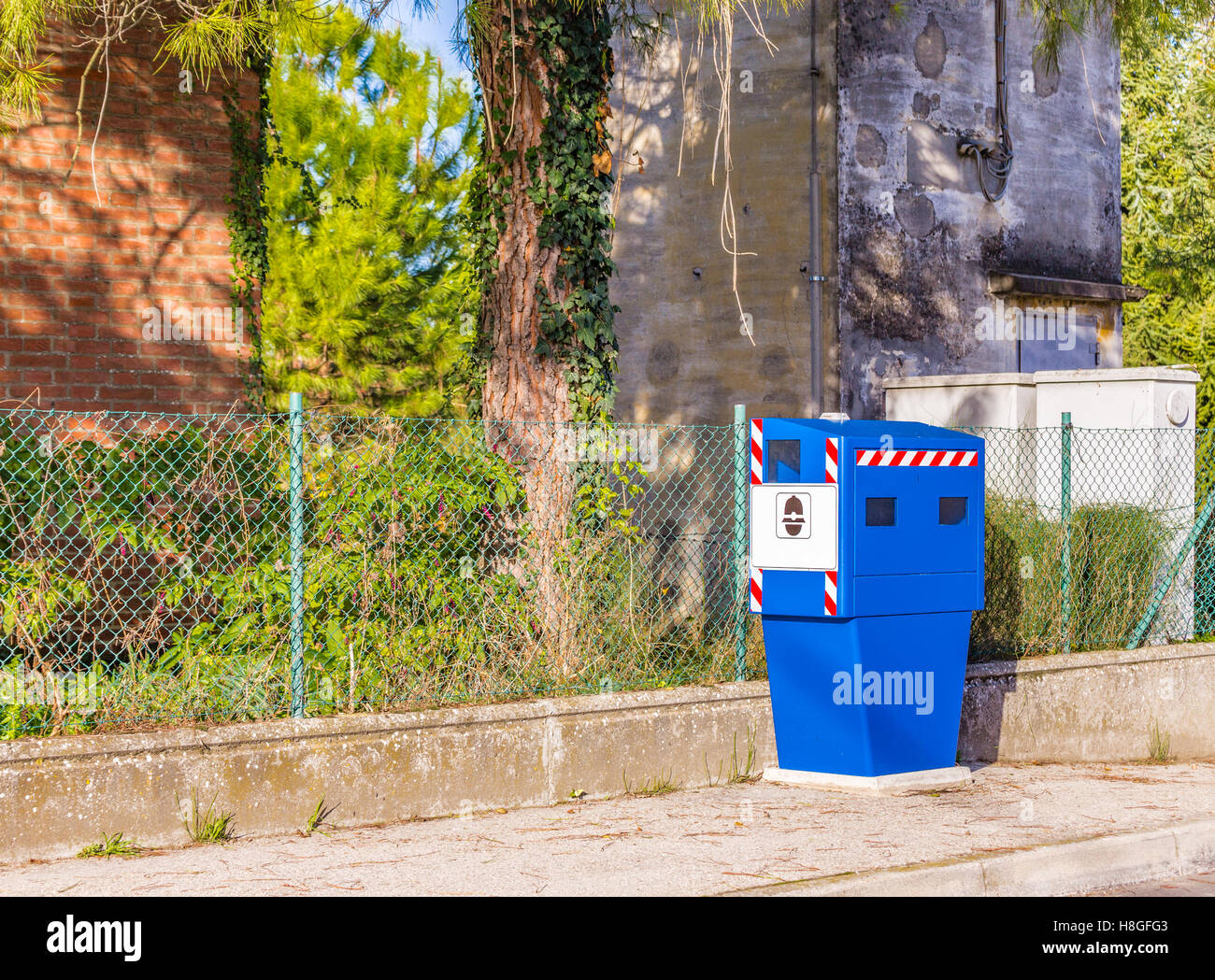 Blue speed camera box Stock Photo - Alamy