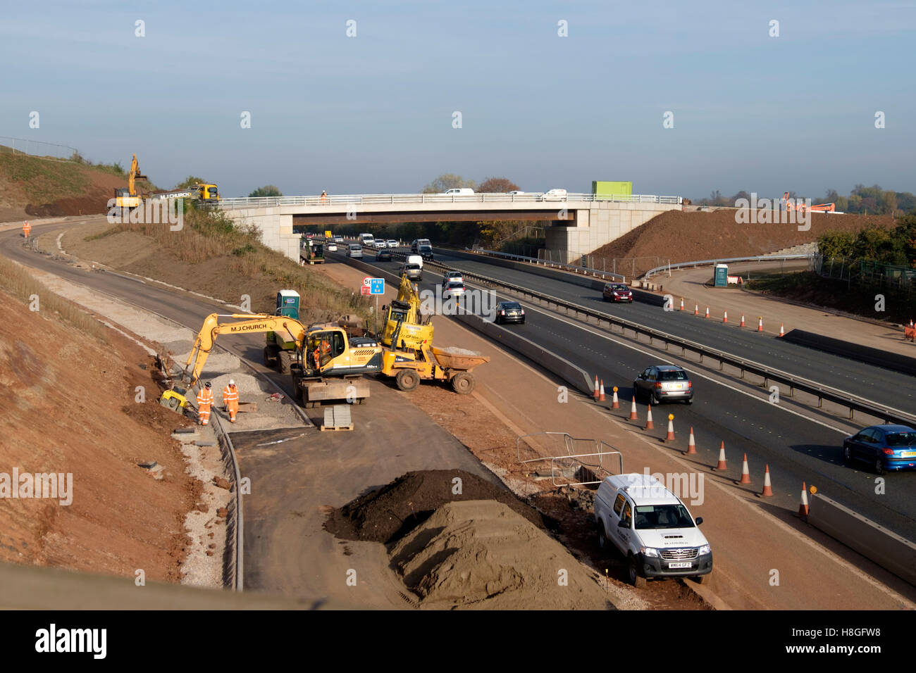 M32 motorway Bristol Looking towards the M4, Metrobus construction ...