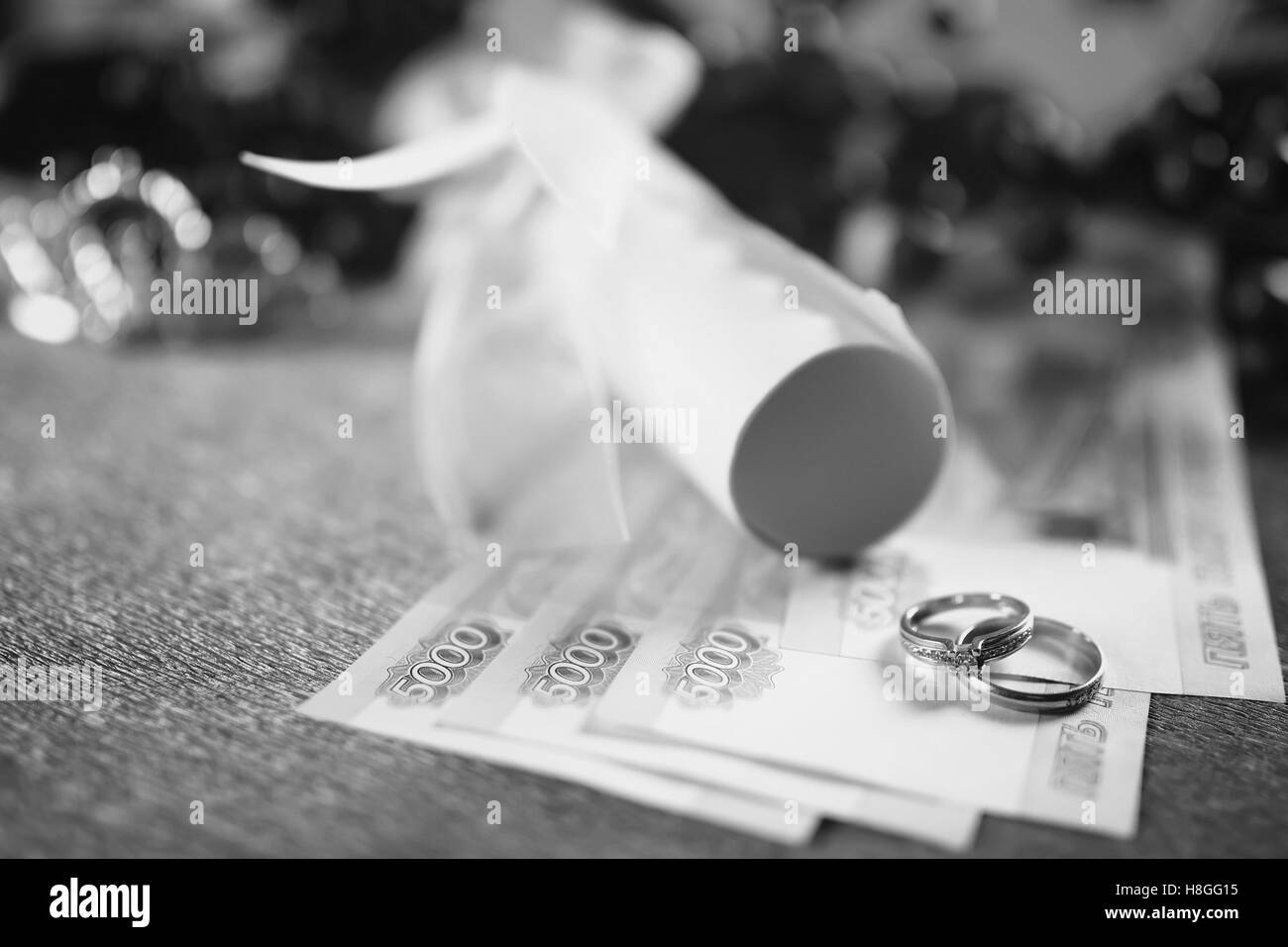 Decoration wedding invitation card Black and White Stock Photos ...