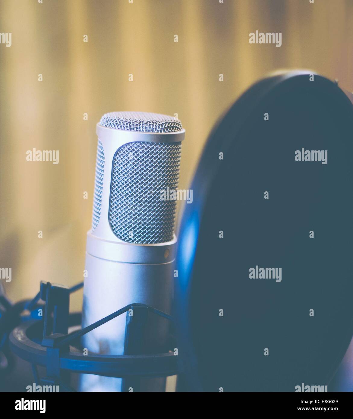 Microphone closeup in music studio or radio Stock Photo - Alamy