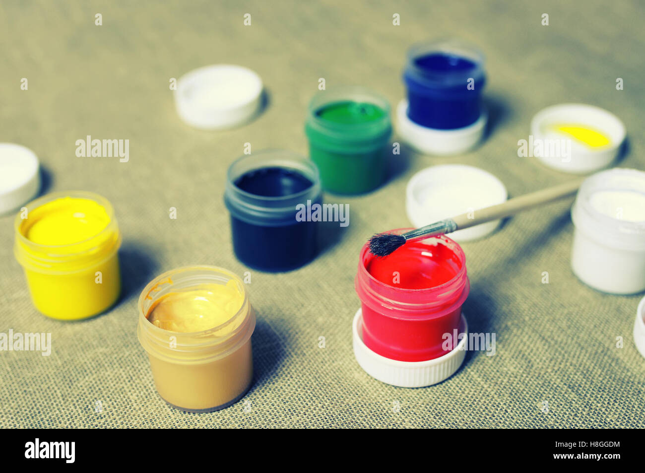 toned set of paint cans Stock Photo - Alamy