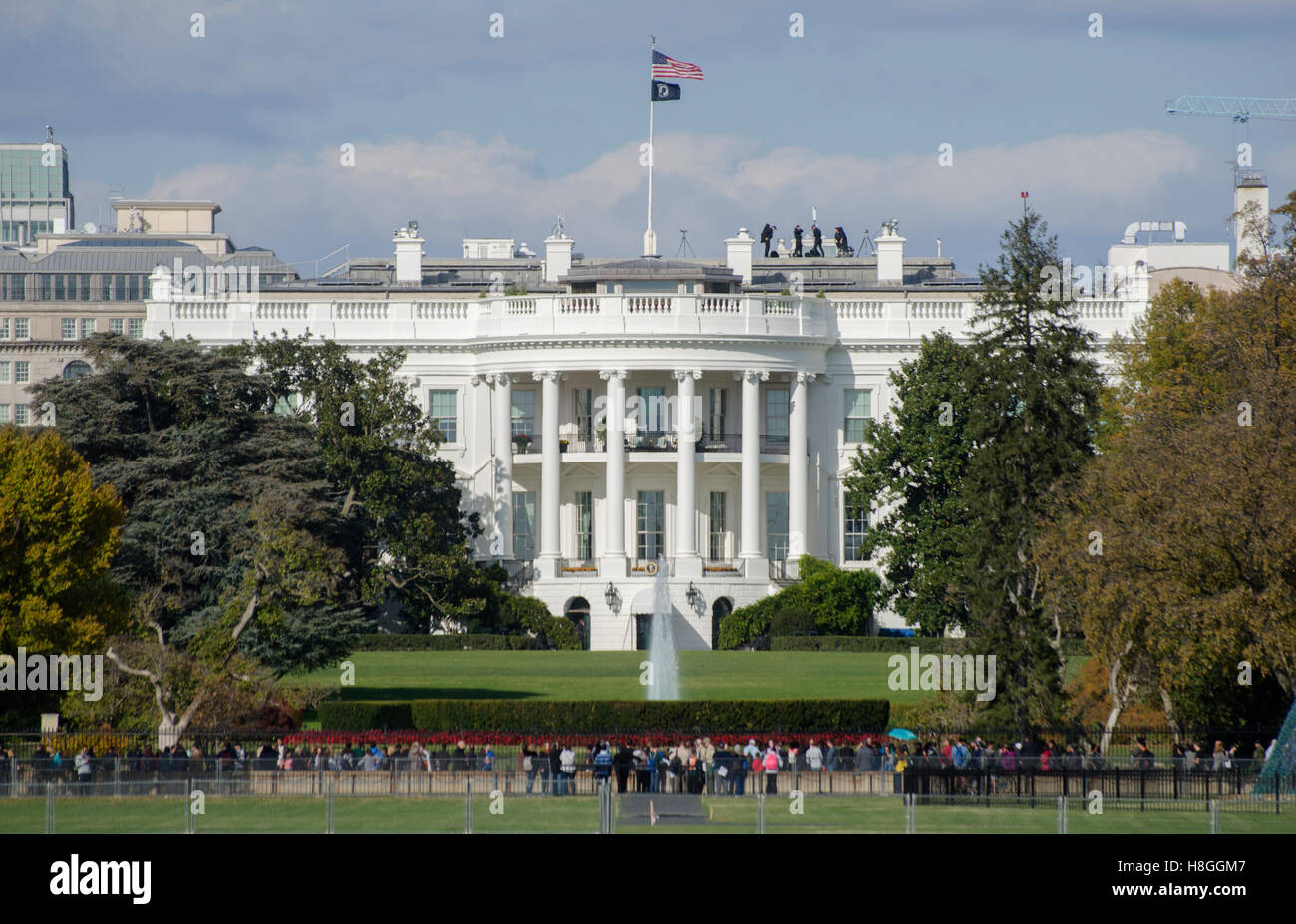 A POW MIA flag flies over the White House on Veterans Day Stock Photo ...