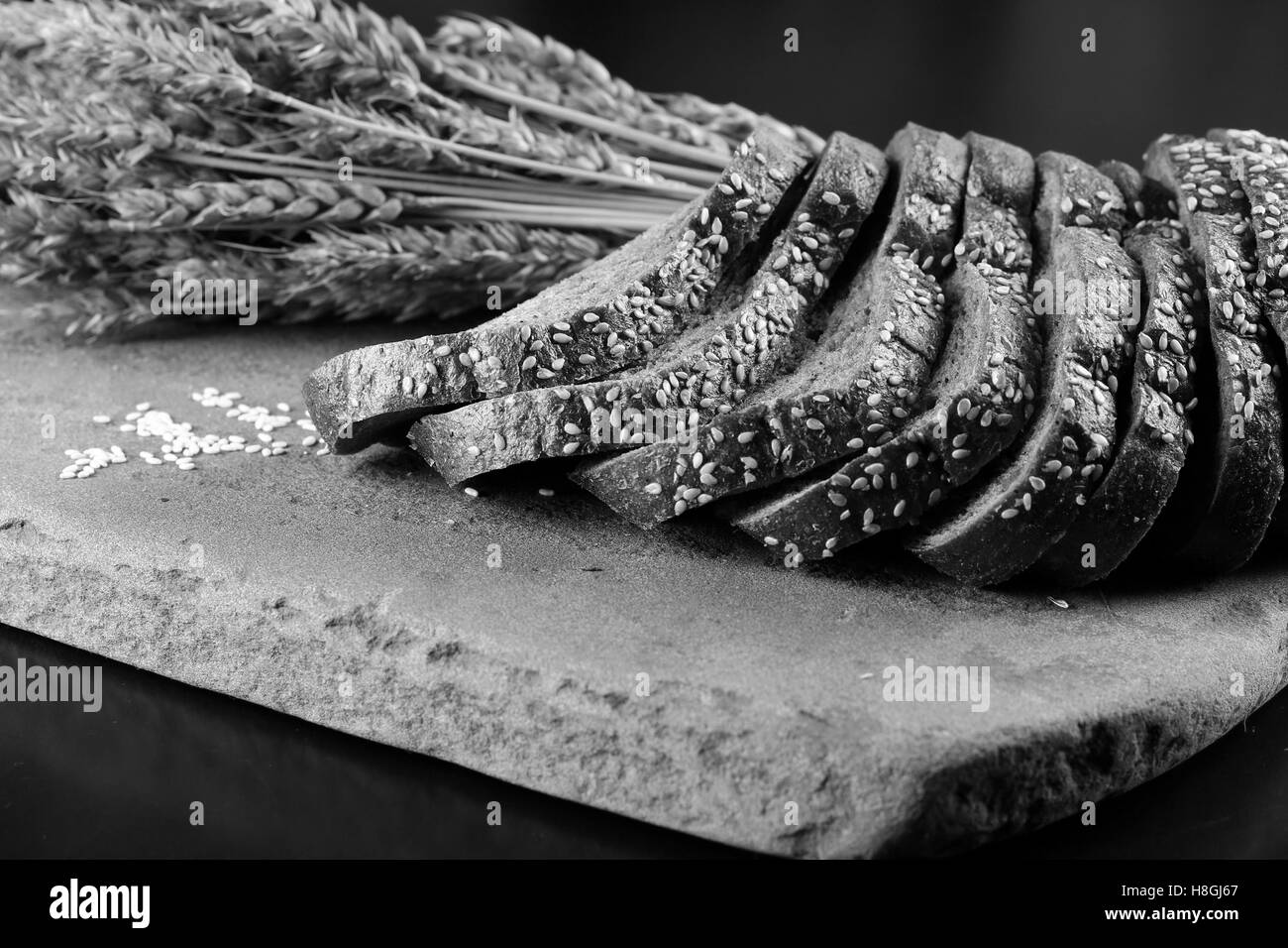 Loaf slice brown bread Black and White Stock Photos & Images - Alamy