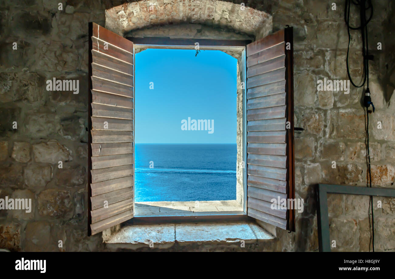 Architecture wall window looking through window hi-res stock ...