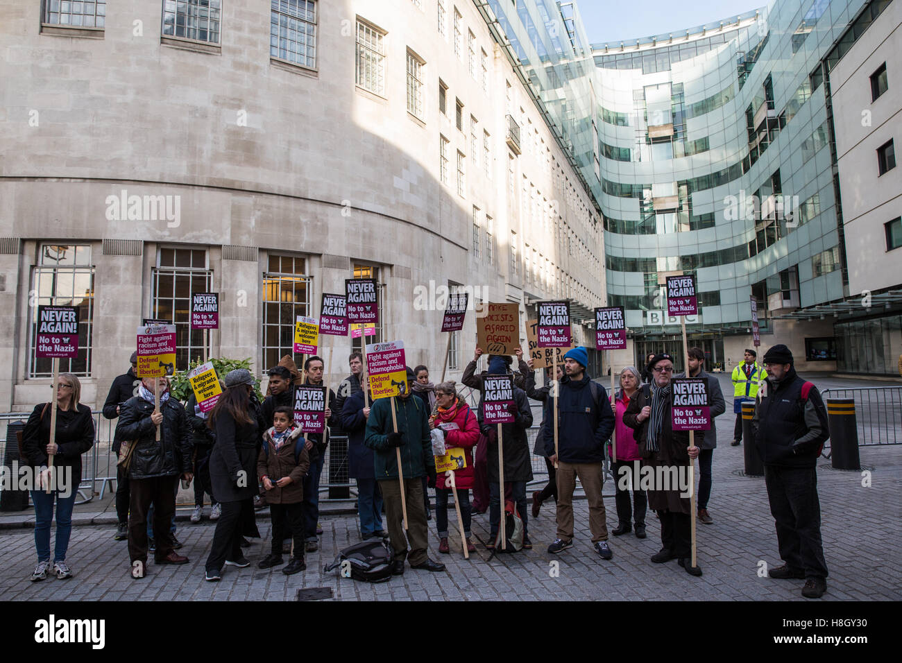 London, UK. 13th November, 2016. Anti-racist campaigners protest ...