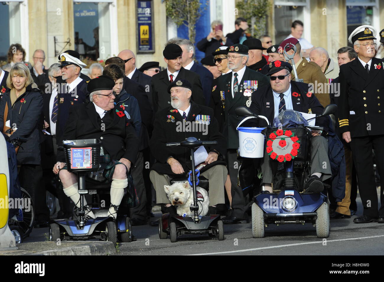 During remembrance sunday parade wreath laying at the war memorial hi ...