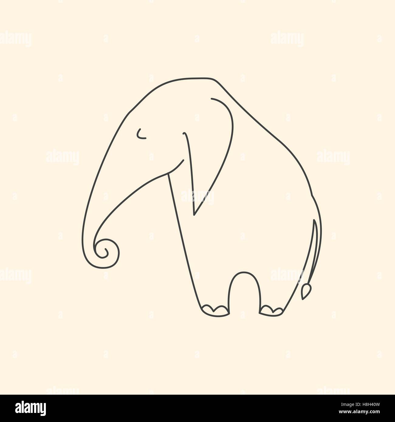 Line art elephant illustration hi-res stock photography and images - Alamy
