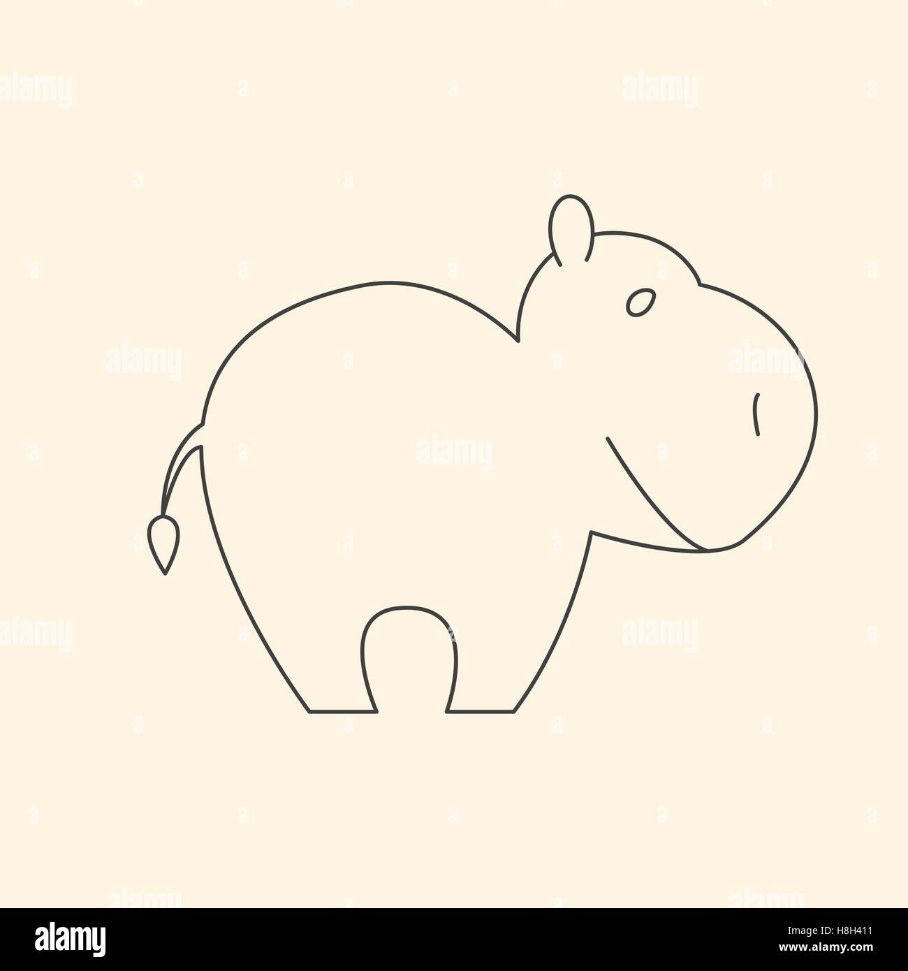 One line cute hippo vector illustration Stock Vector Image & Art - Alamy