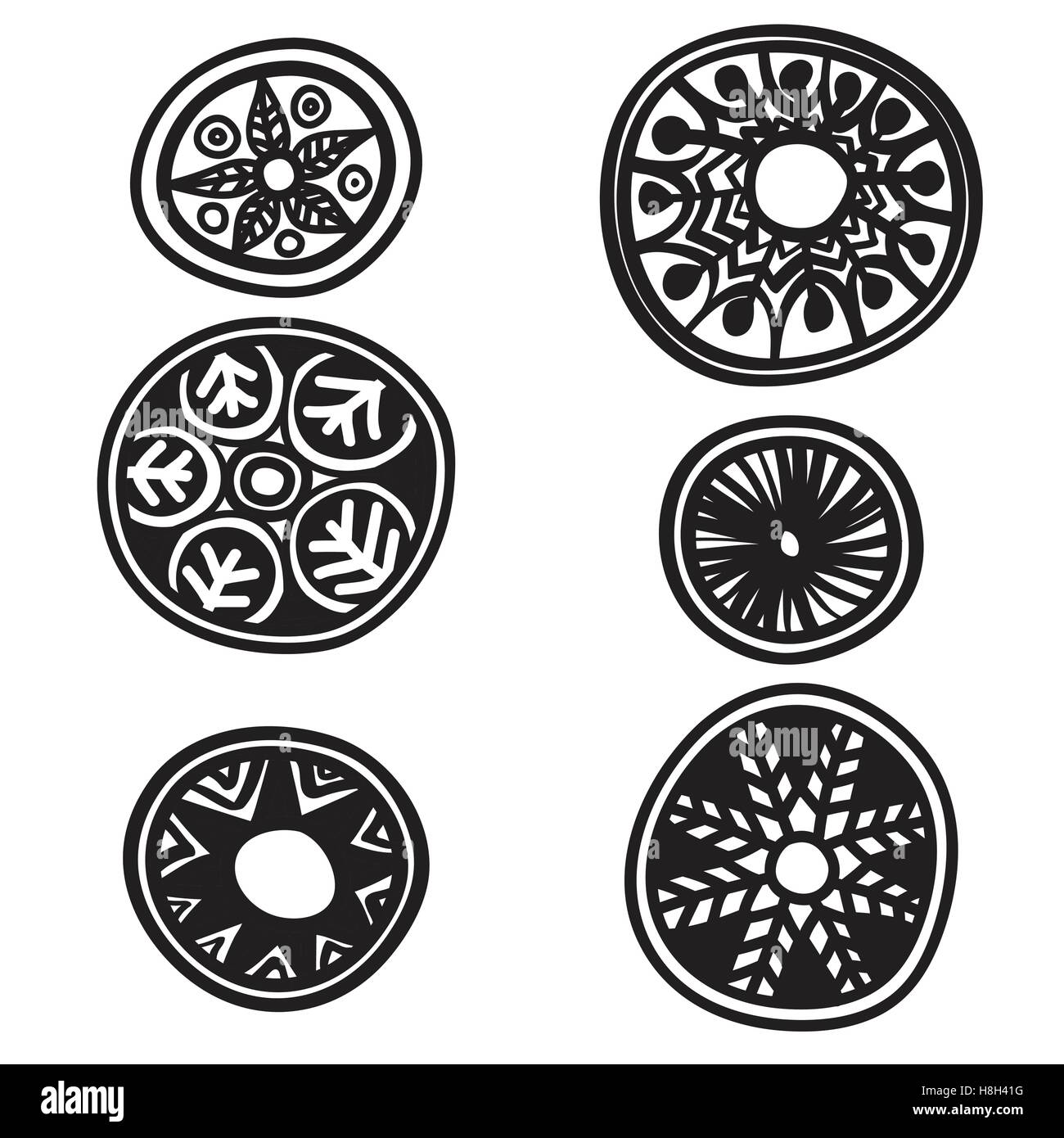 Set of decorative round elements on white background Stock Vector Image ...