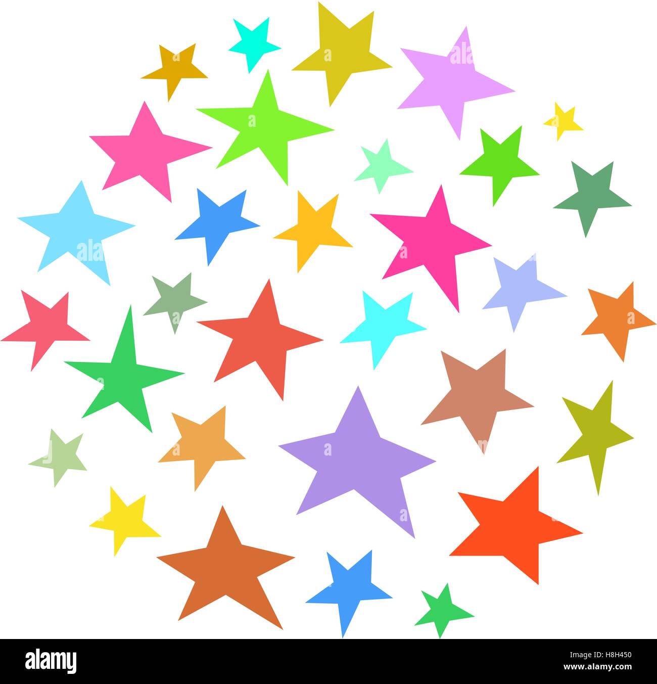 circle collection of irregular stars hand-drawn over white Stock Vector ...