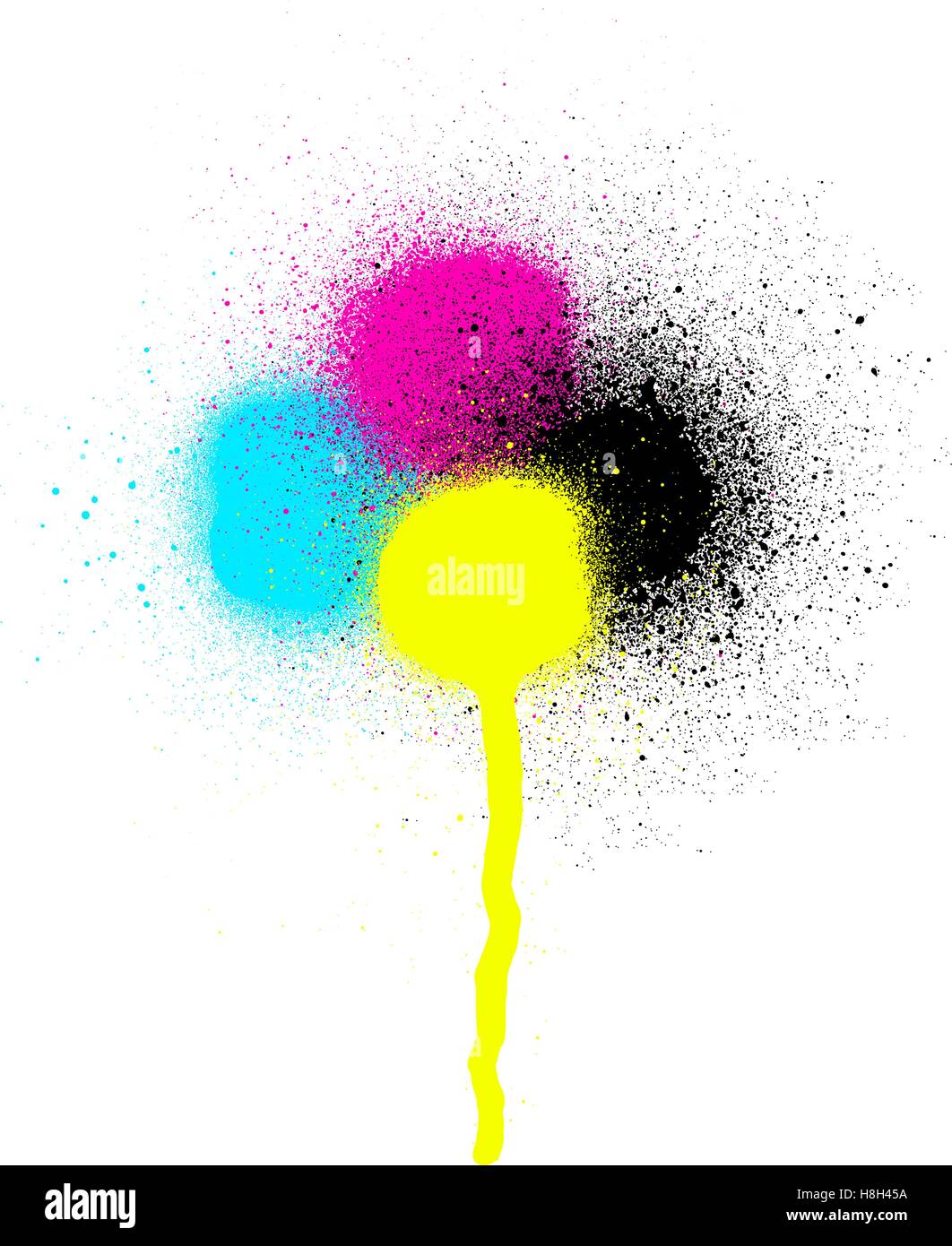 CMYK graffiti leaking drip sprayed element over white Stock Vector ...