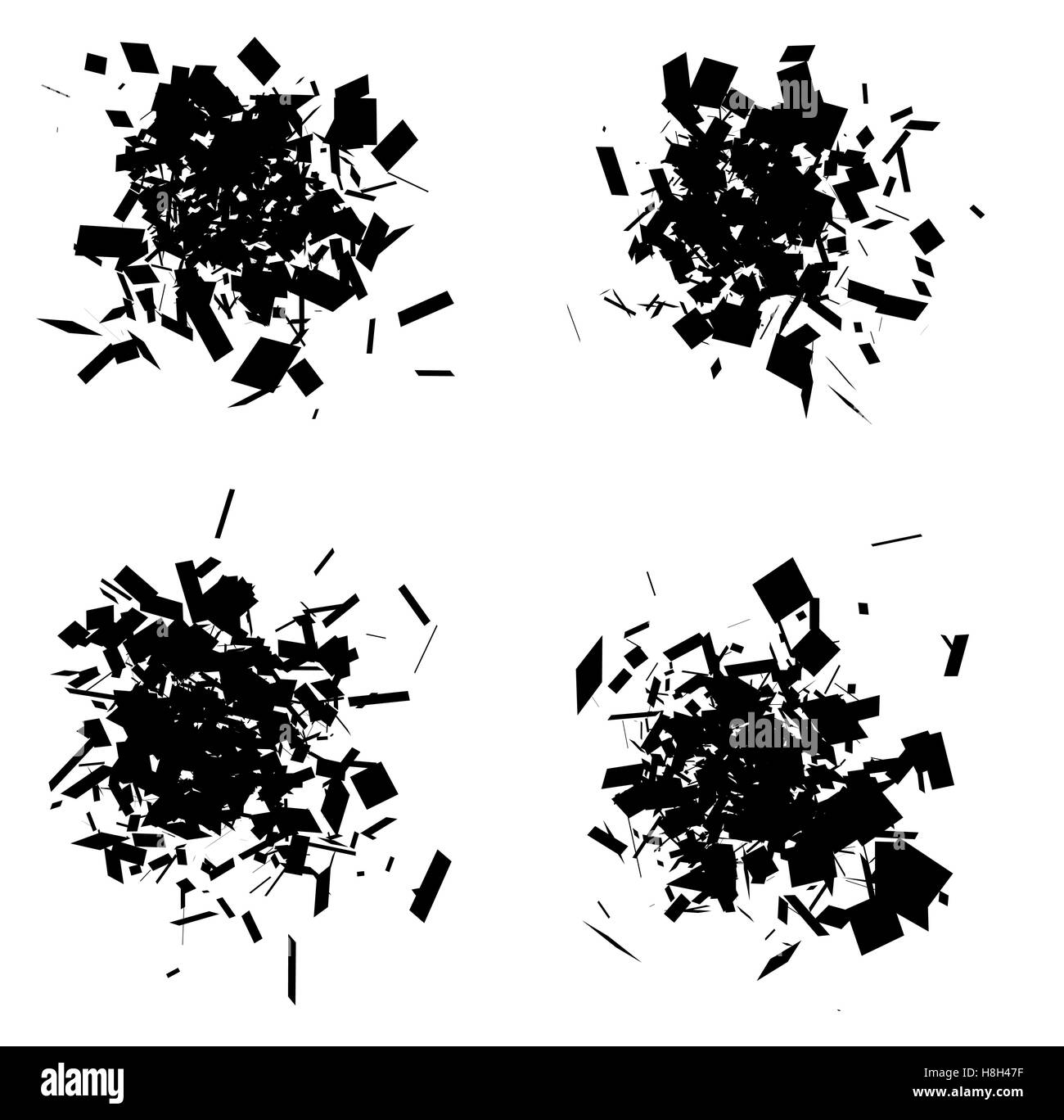 exploded icon black silhouette collection over white Stock Vector Image ...