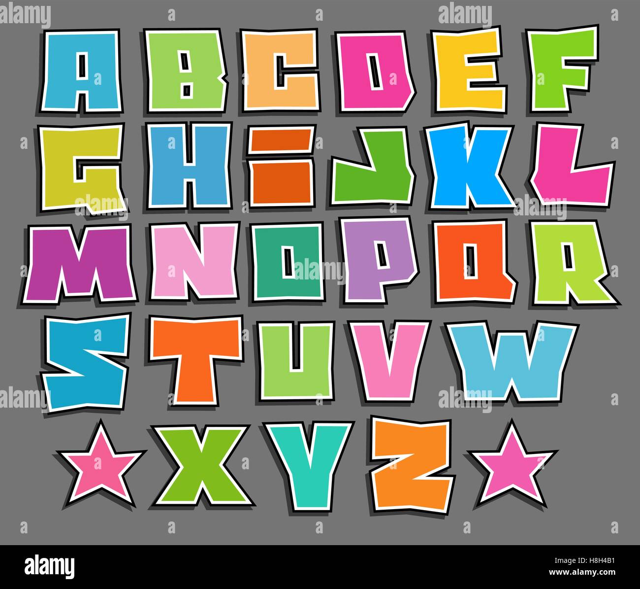 graffiti floating vector color fonts alphabet over gray Stock Vector ...
