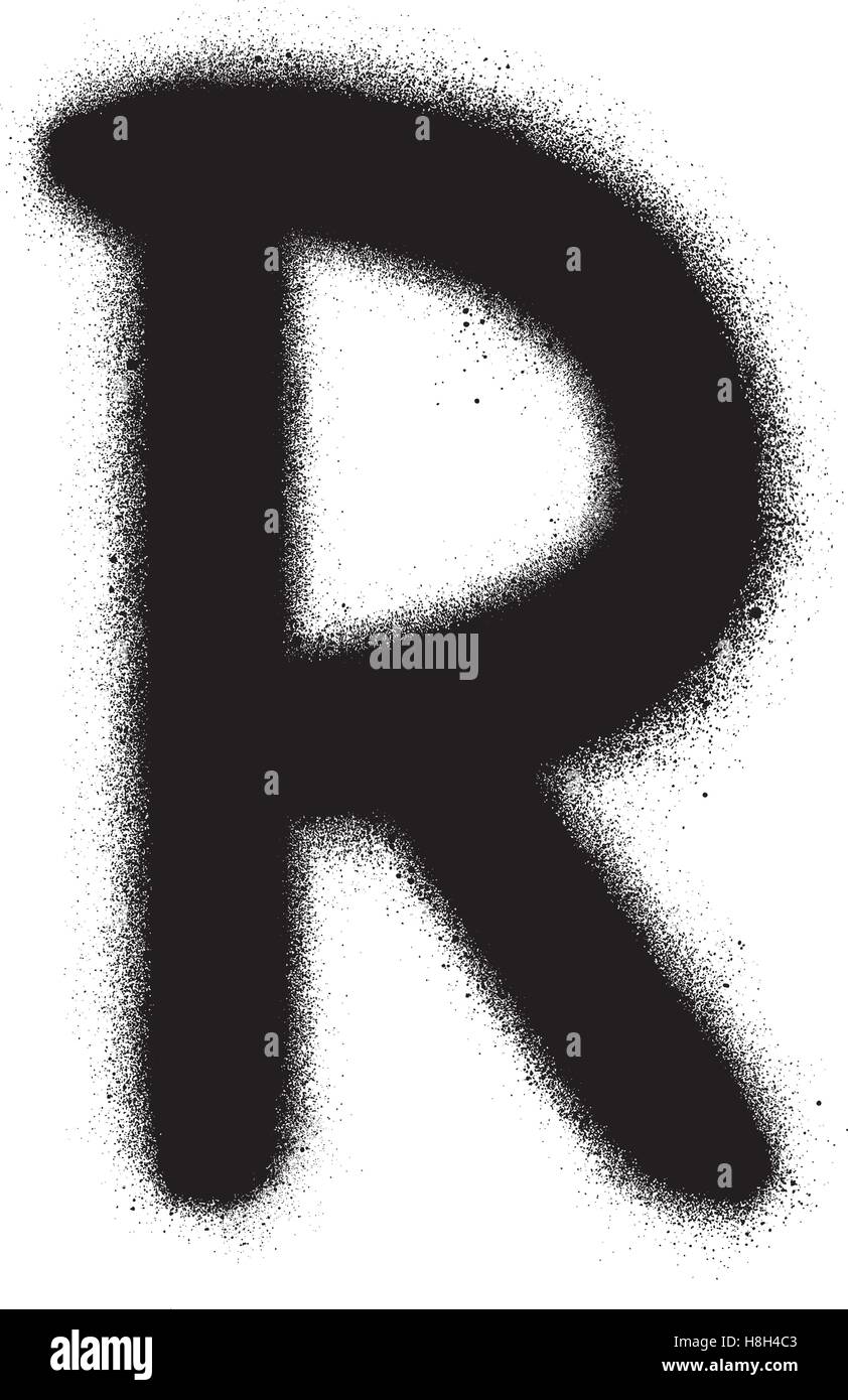sprayed R font graffiti in black over white Stock Vector Image & Art ...