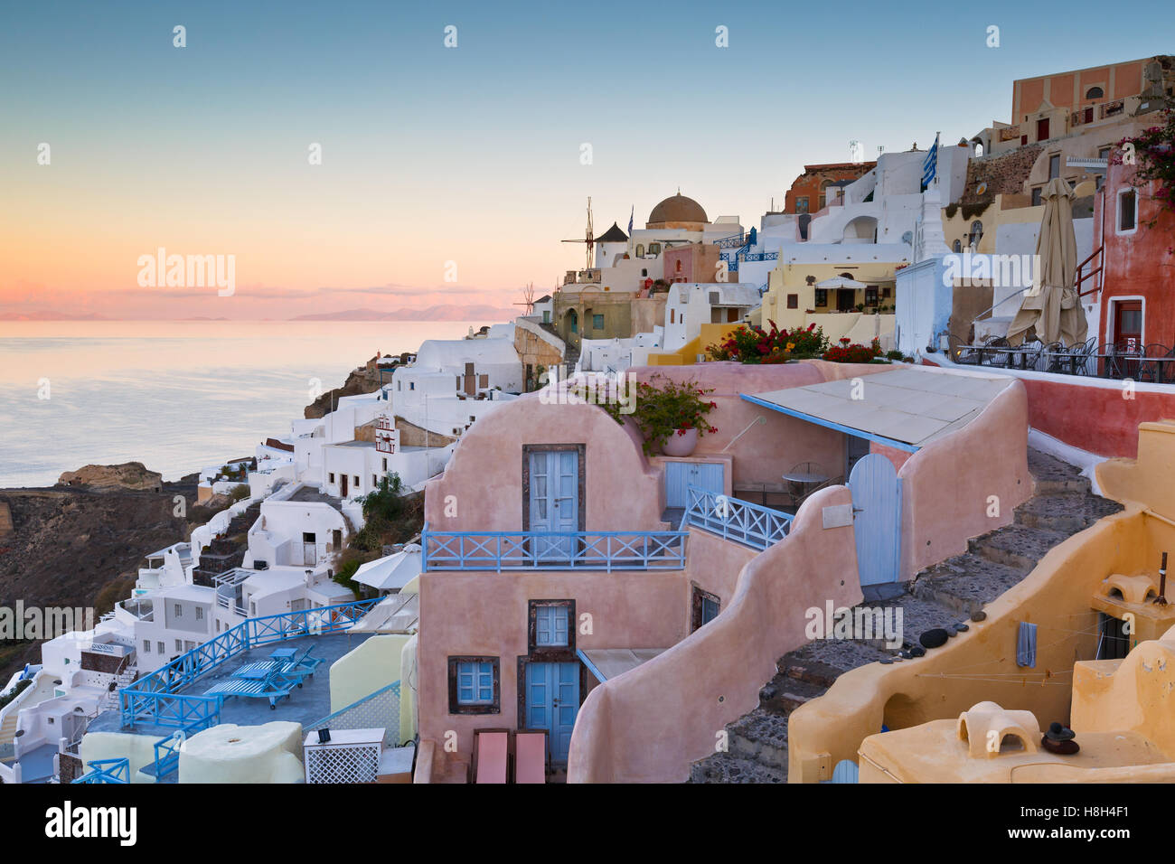 View of Oia village on Santorini island in Greece Stock Photo - Alamy