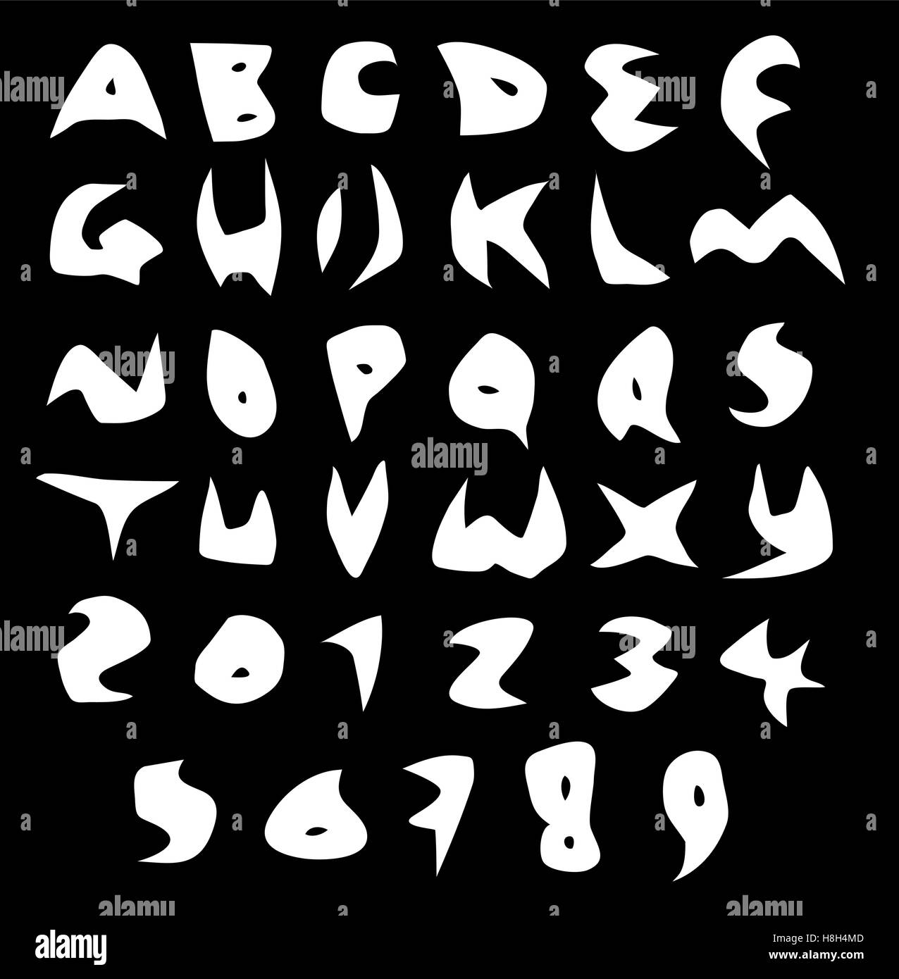 Creepy Alphabet Sharp Fonts In Black Over White Vecto - vrogue.co