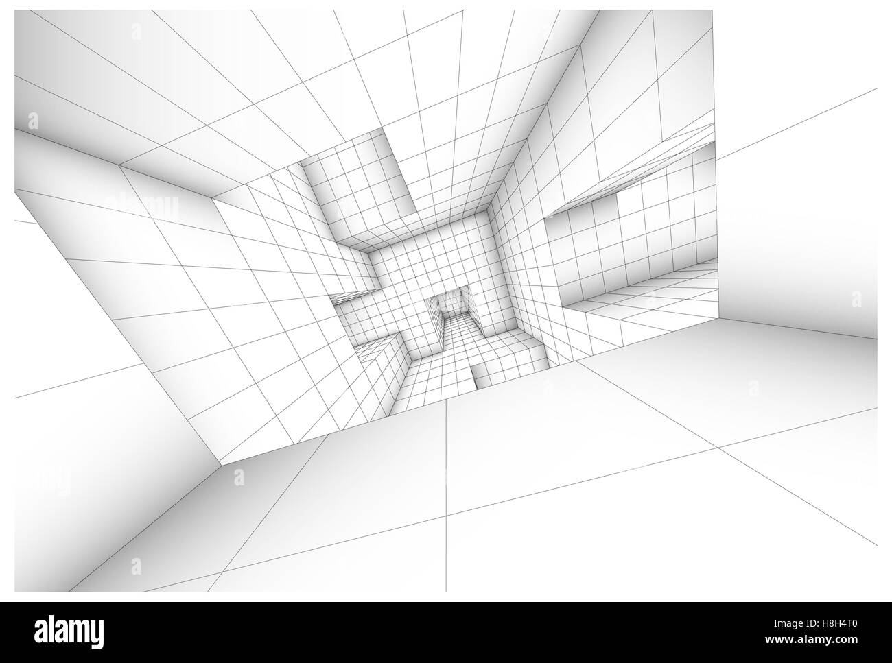 3d futuristic labyrinth shaded vector interior illustration Stock ...