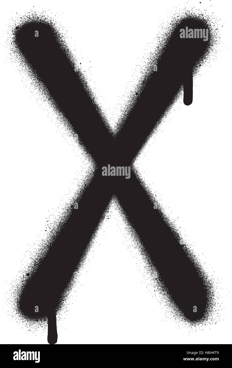 sprayed X font graffiti with leak in black over white Stock Vector ...