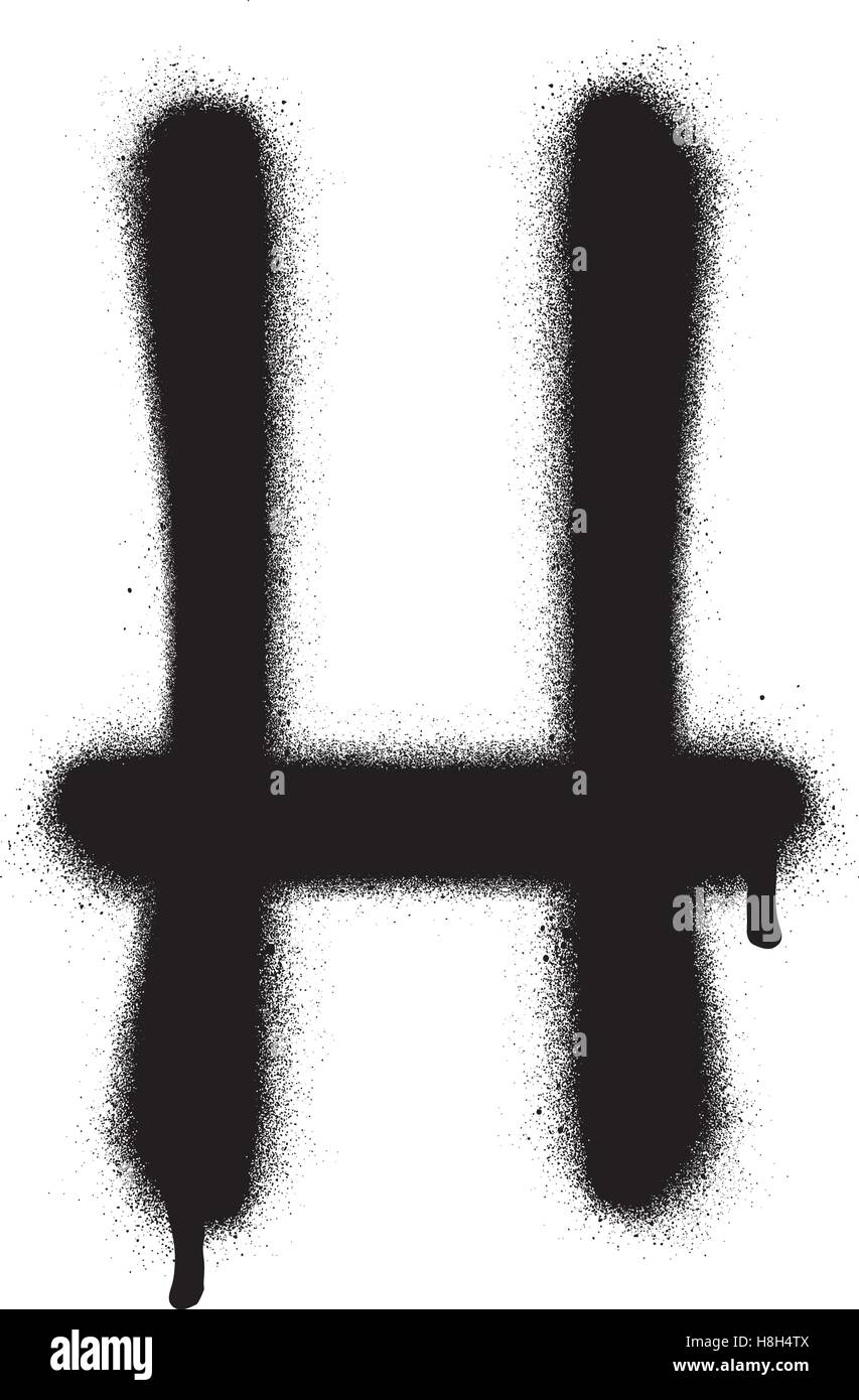 sprayed H font graffiti with leak in black over white Stock Vector ...