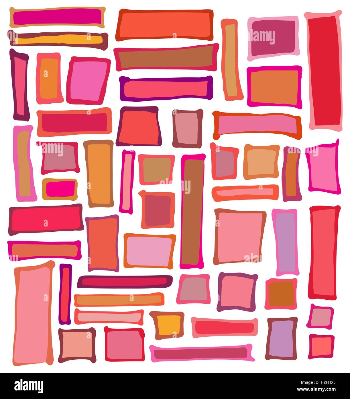 liquid rectangle and square shapes in red pink orange over white Stock ...