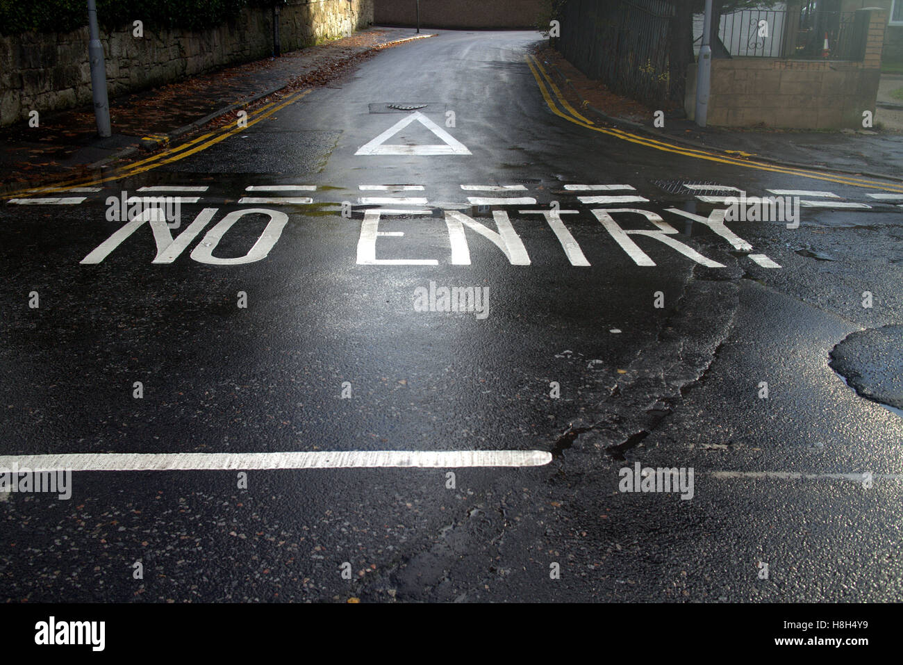 No entry road sign writing Stock Photo - Alamy