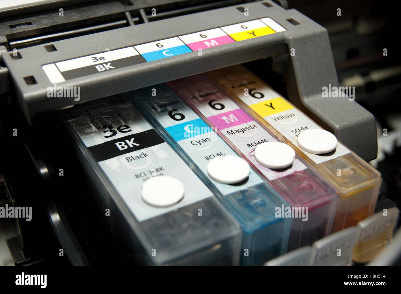 Close-up shot of CMYK office inkjet printer ink Stock Photo - Alamy